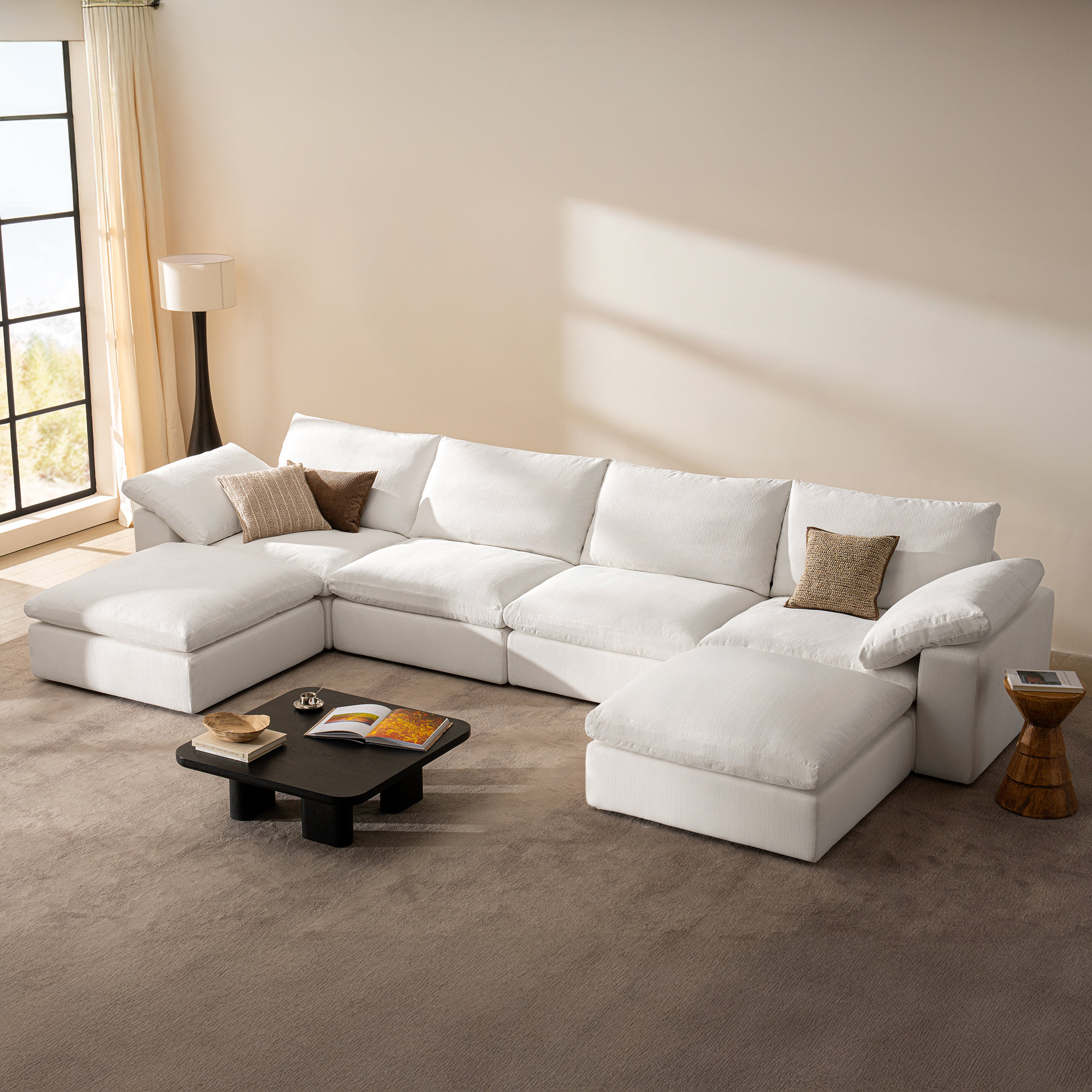 Hokku Designs 141.7" Cloud Couch Oversized Modular Sectional Sofa For ...