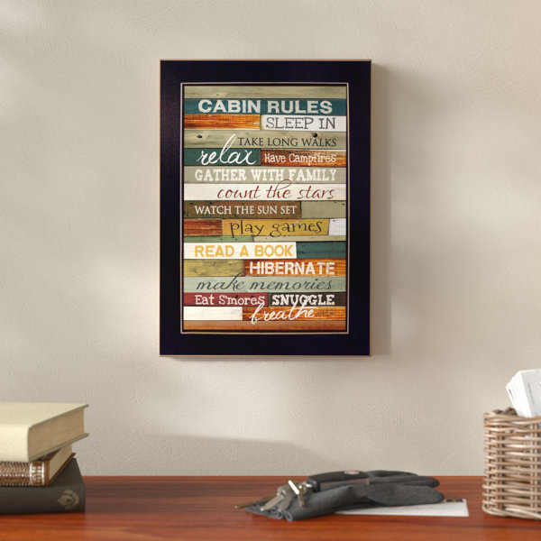 Loon Peak® Cabin Rules Framed Wall Art for Living Room, Home Wall Decor ...