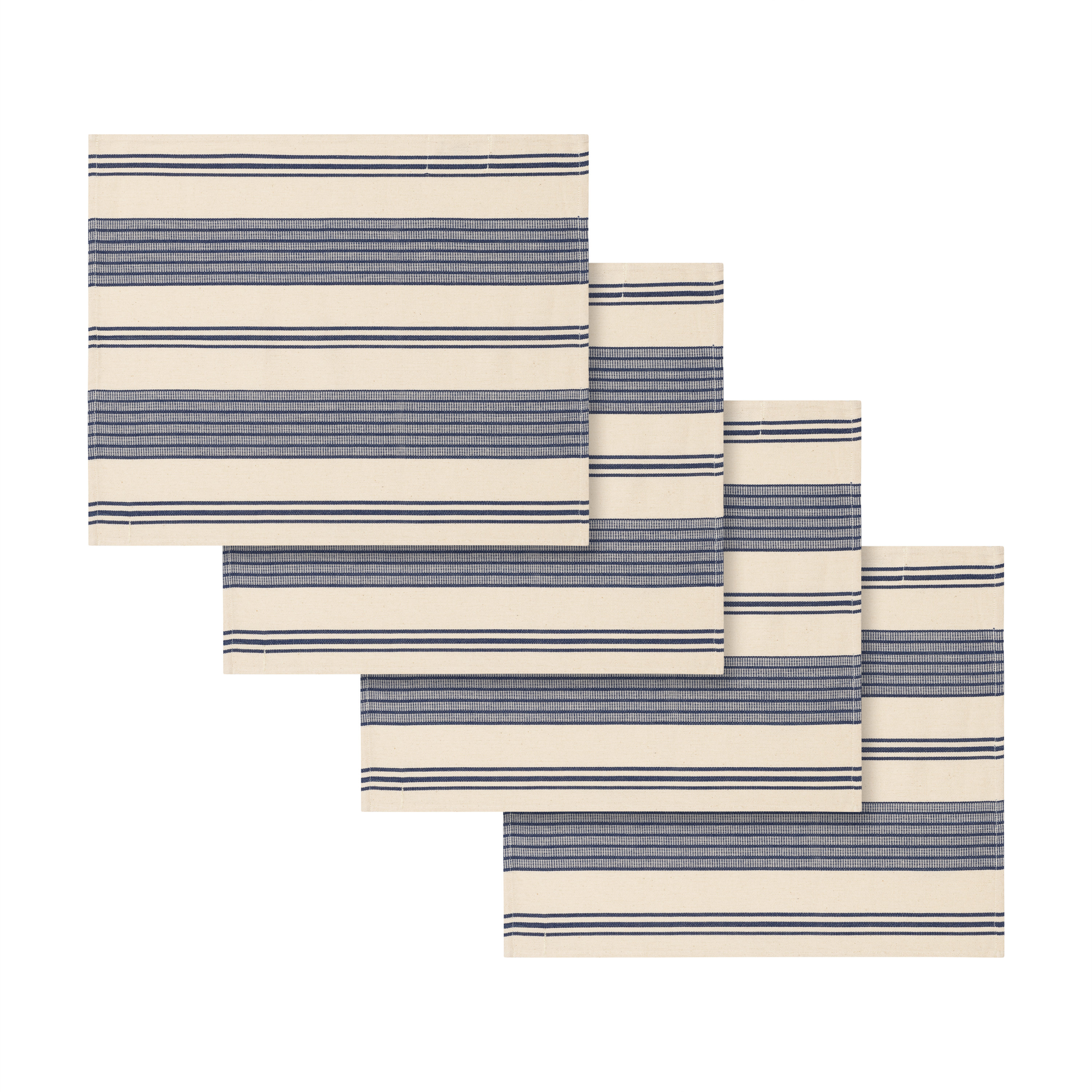 French Home Set Of 4 Blue And Cream Striped Placemats | Wayfair
