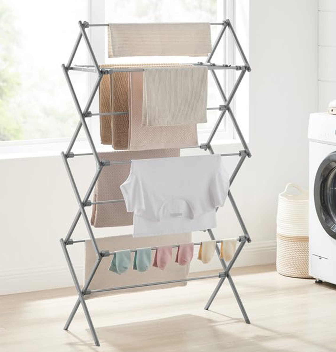 Rebrilliant Steel Frame Laundry Foldable Clothes Drying Rack | Wayfair