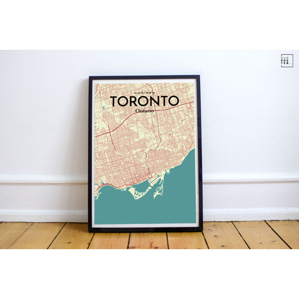 OurPoster.com 'Toronto City Map' Graphic Art Print Poster in Tricolor ...