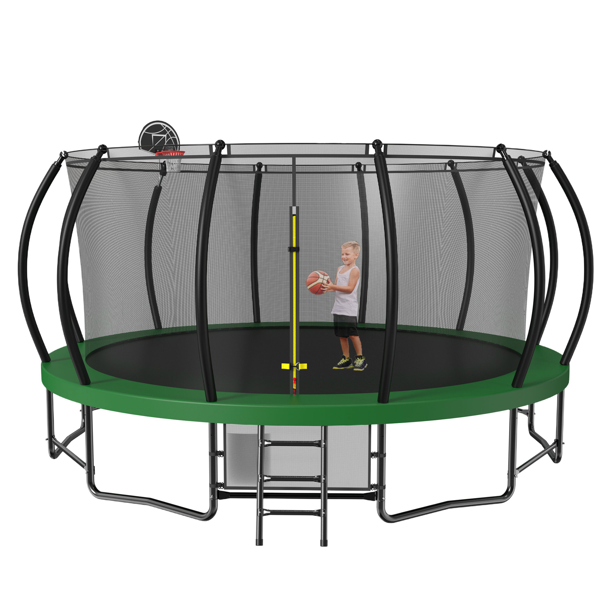 Blu Aired Merch 15FT Anti-Rust Trampoline With Basketball Hoop,Ladder ...