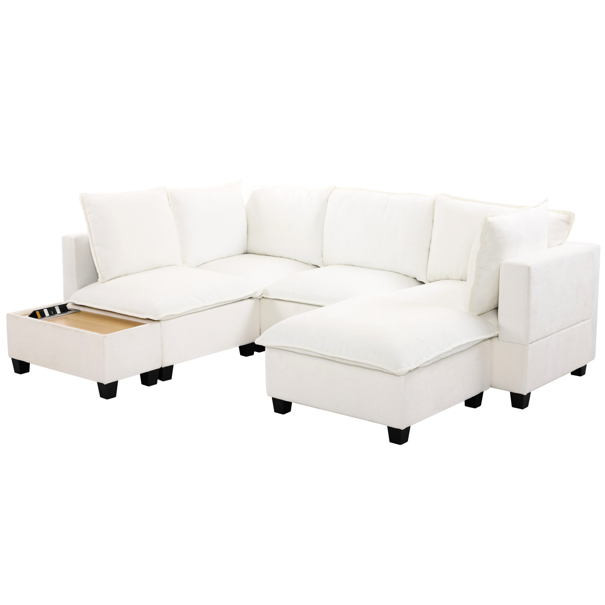 Latitude Run® U-Shaped Couch With Movable And Versatile Coffee Table In ...