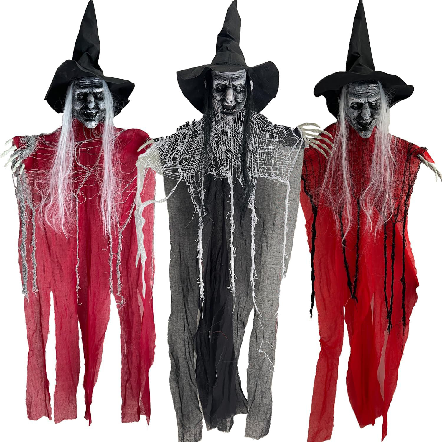 Alcott Hill® 3 Pack Halloween Hanging Witches,38”Halloween Hanging ...