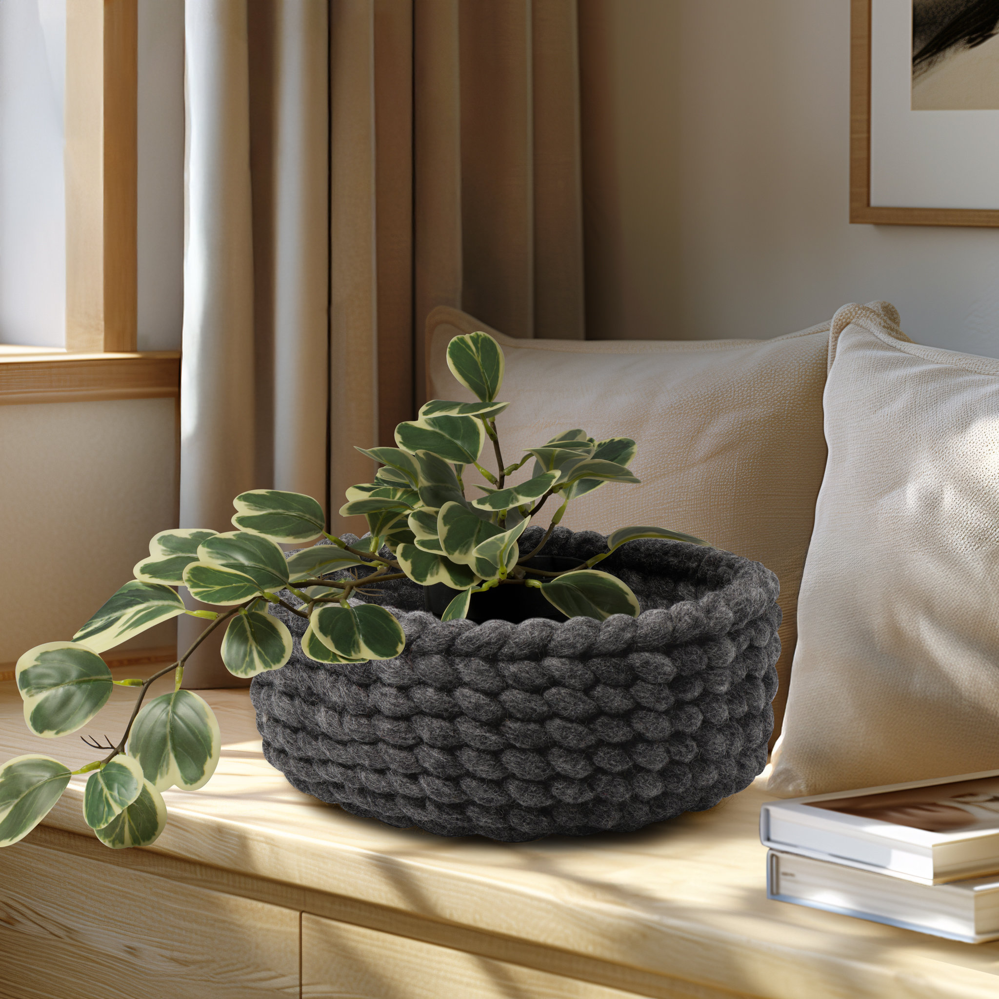 Torre & Tagus Designs LTD. MODWOOL 10" Hand-Felted Wool Woven Basket ...