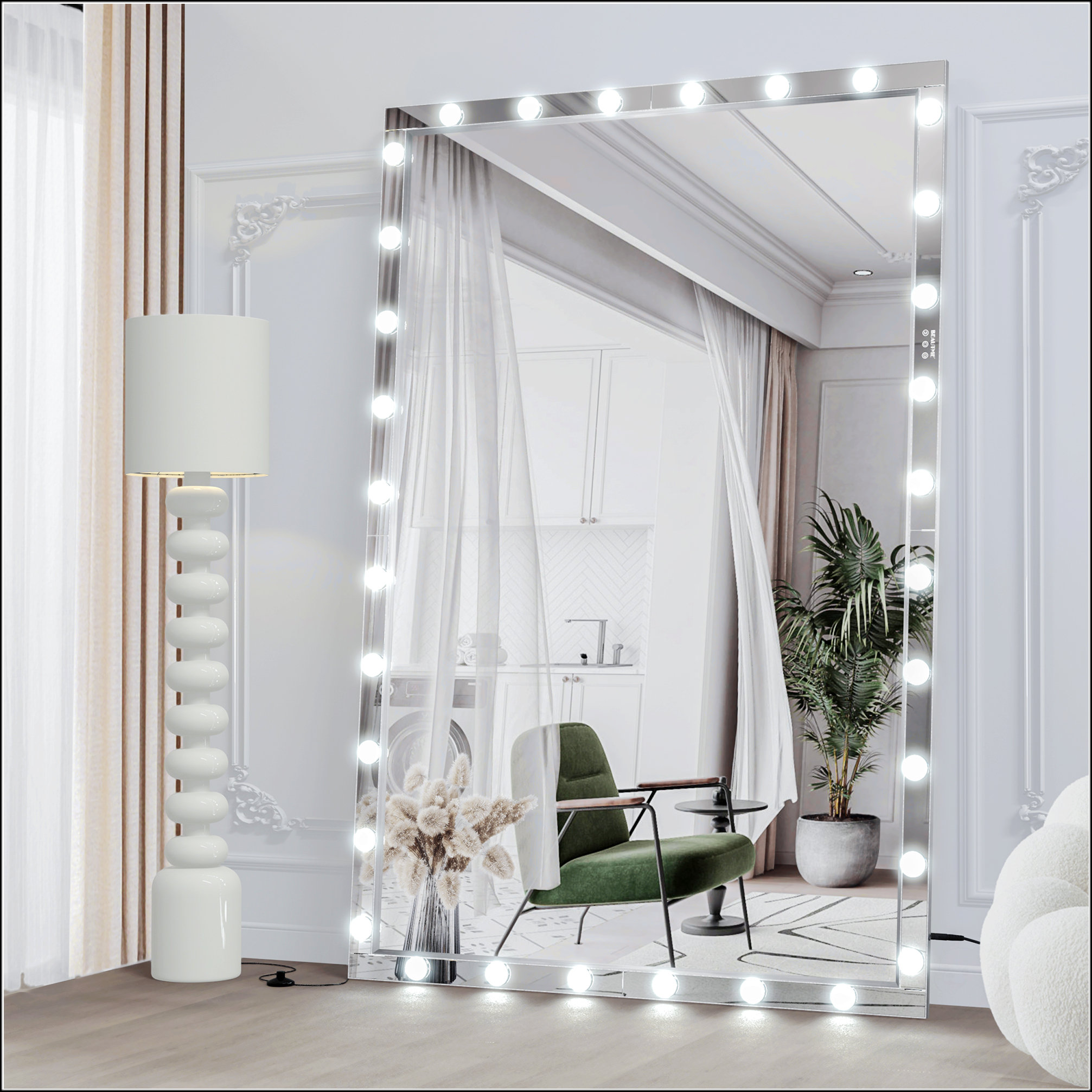 Ebern Designs LED Full Body Mirror With Lights Extra Large Full Length ...