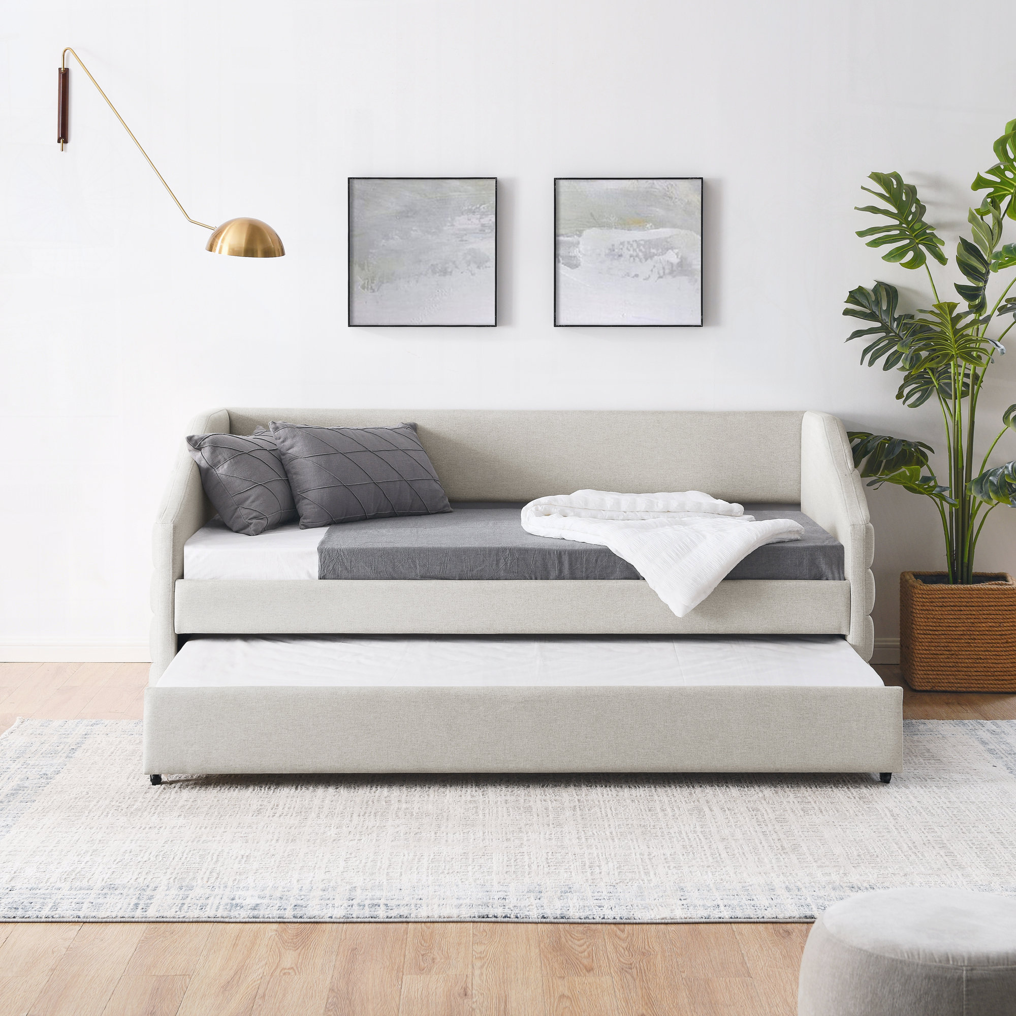 Latitude Run® Modern Daybed with Trundle Upholstered Tufted Sofa Bed ...