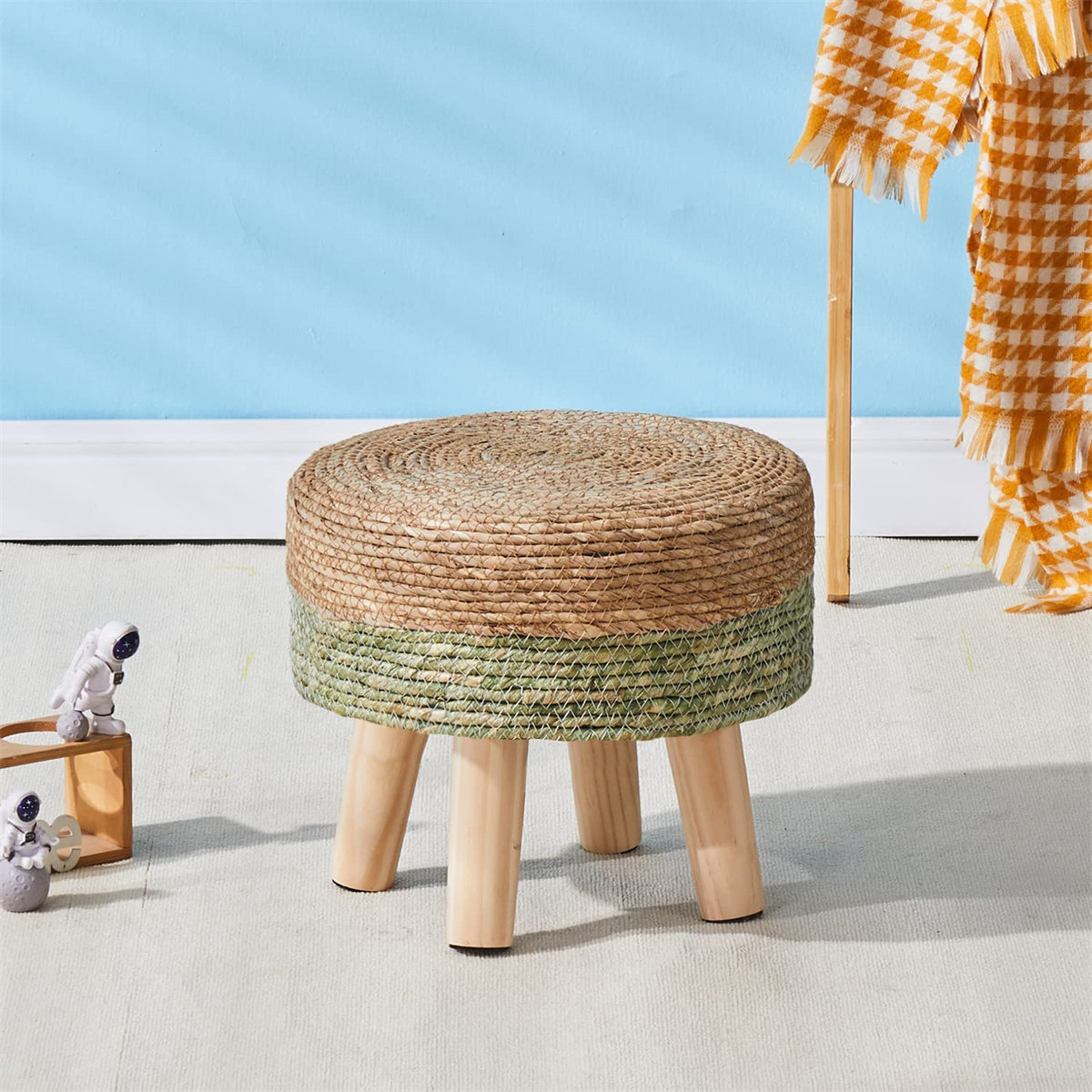 Beachcrest Home™ Round Foot Stool For Couch Desk Soft Step Stool Padded ...
