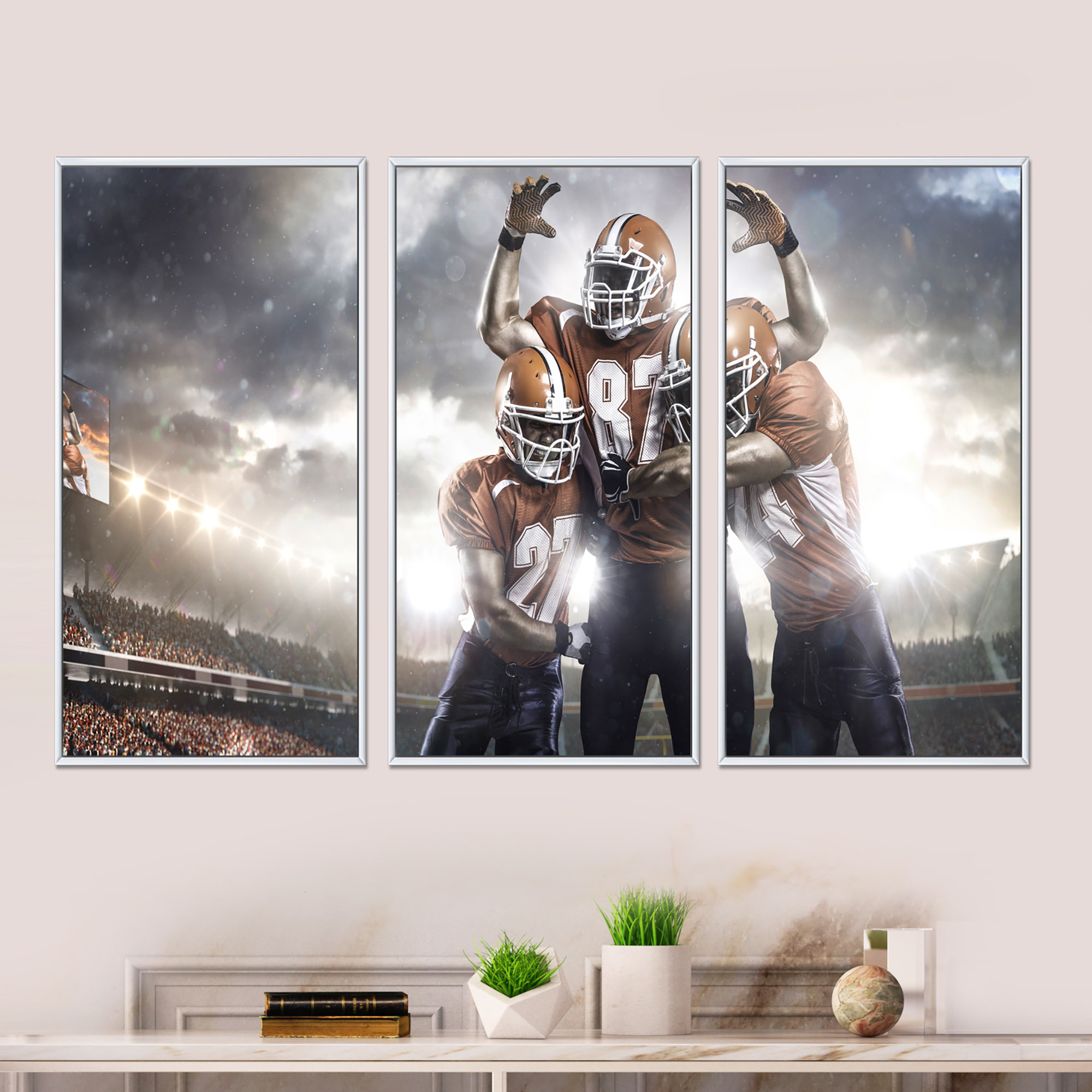 Latitude Run® American Football Players On Stadium - 3 Piece Floater ...