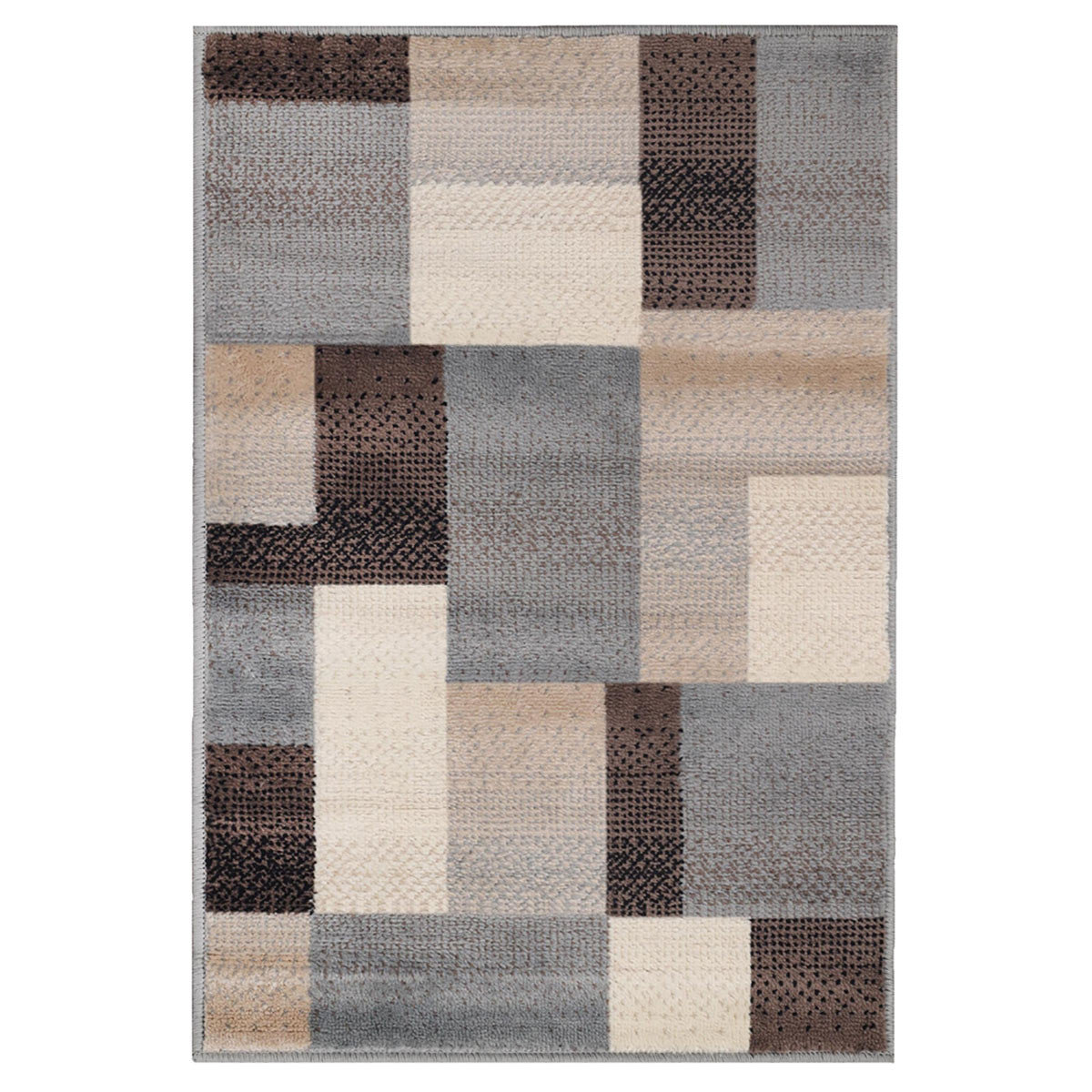 ZeaZu 7' X 9' Grey-Brown Patchwork Power Loom Stain Resistant Area Rug ...