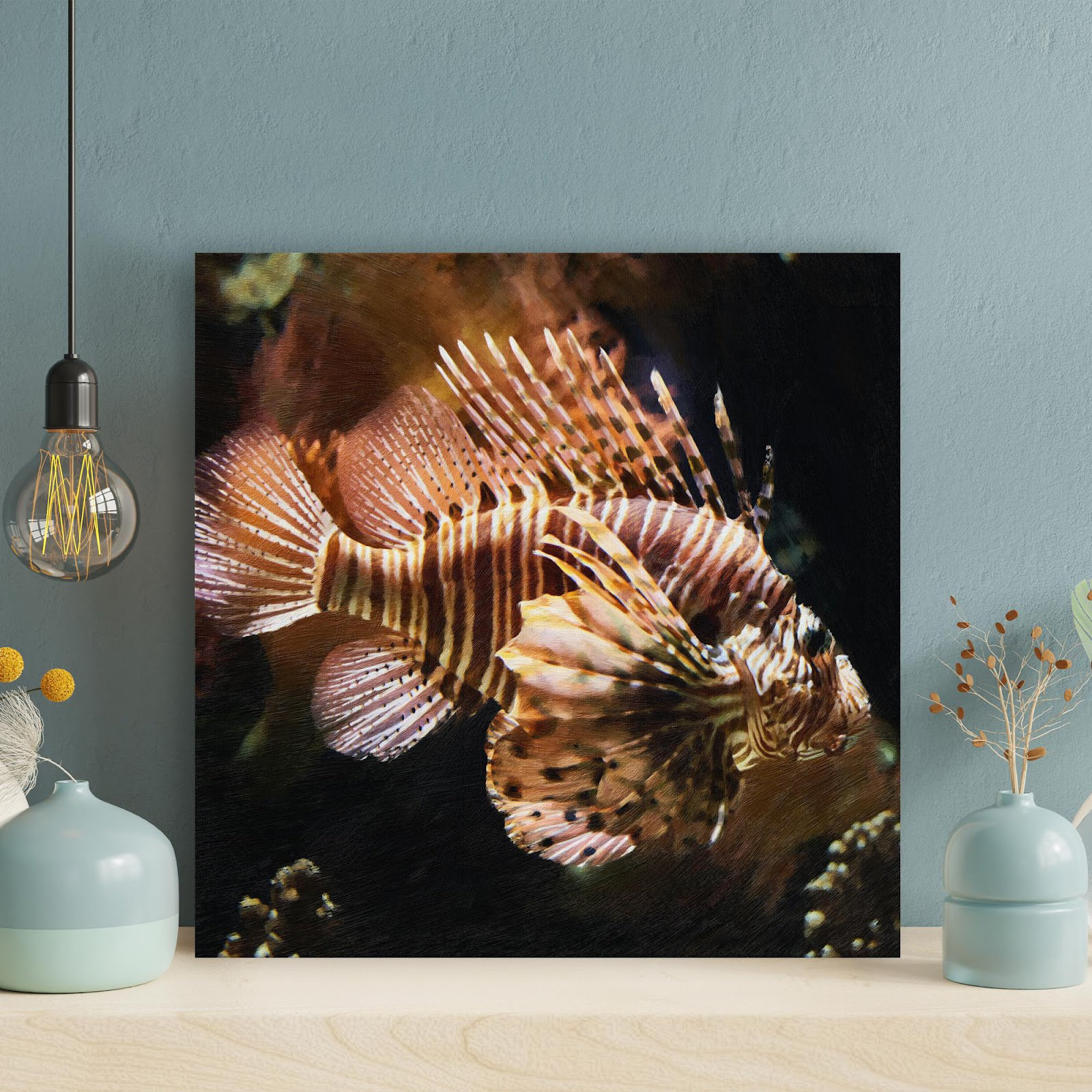 Rosecliff Heights A Lionfish With Lights - 1 Piece Square Graphic Art ...