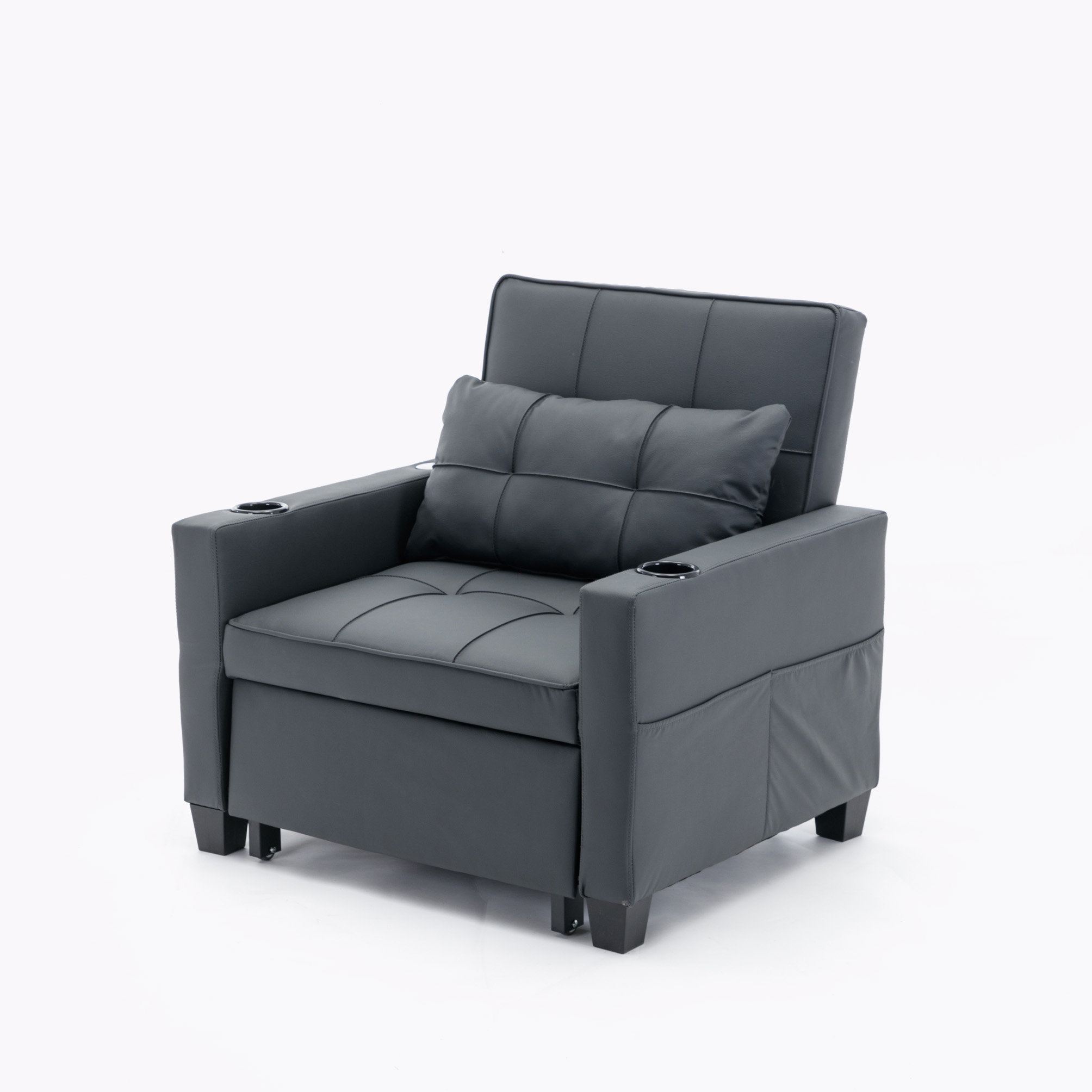 Latitude Run® Futon Chair Bed Convertible Chair 3-in-1 Pull Out Sleeper ...