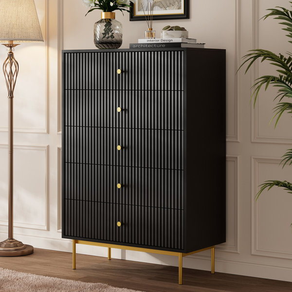 Mercer41 Fluted Tall 5-Drawer Chest For Bedroom, 31.5" W & Reviews ...