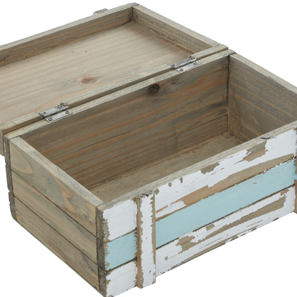 Breakwater Bay Benites Wood Decorative Teal Box with Anchor Detail and ...