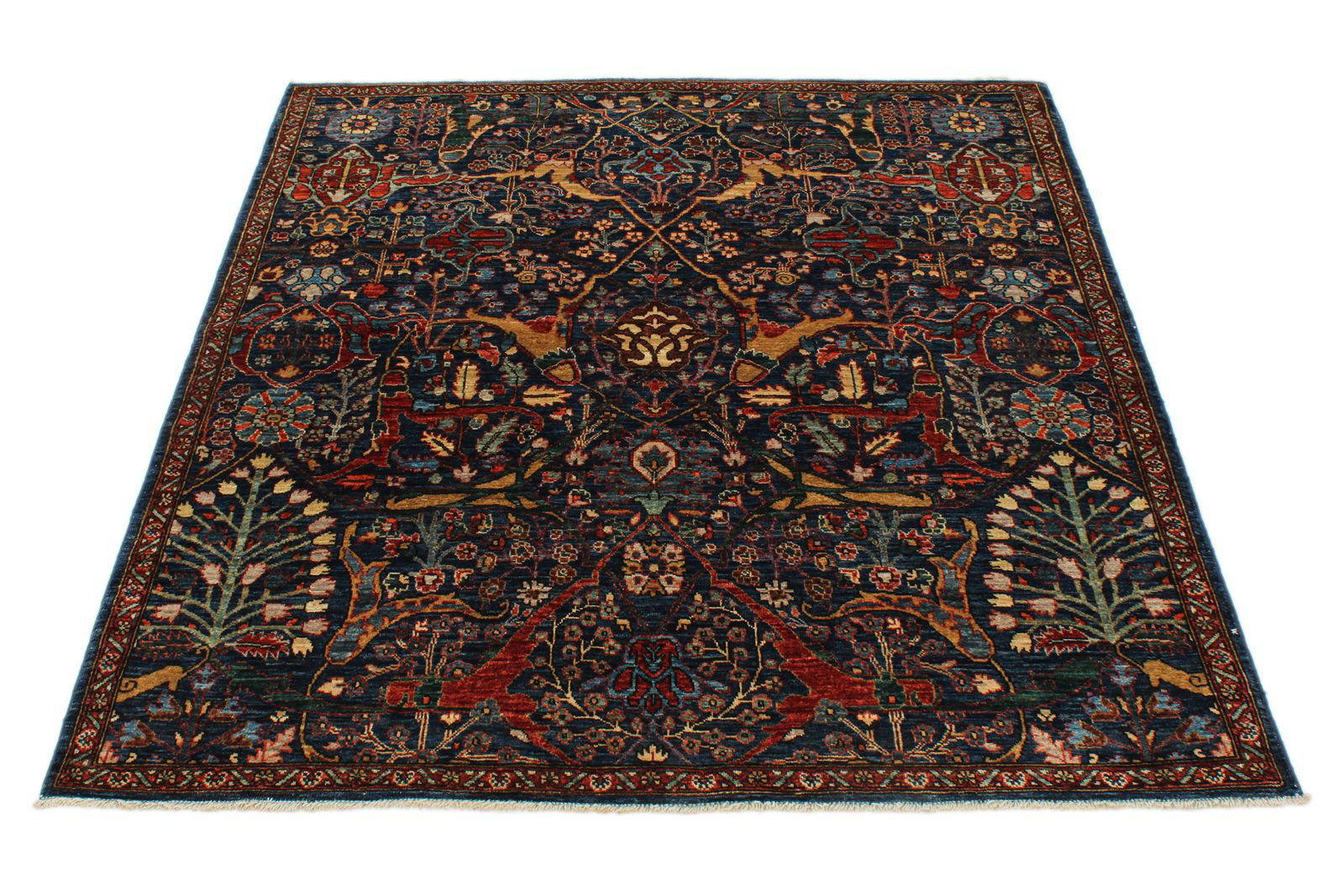 Home and Rugs 4x5 Navy and Rust Anatolian Traditional Rug | Wayfair