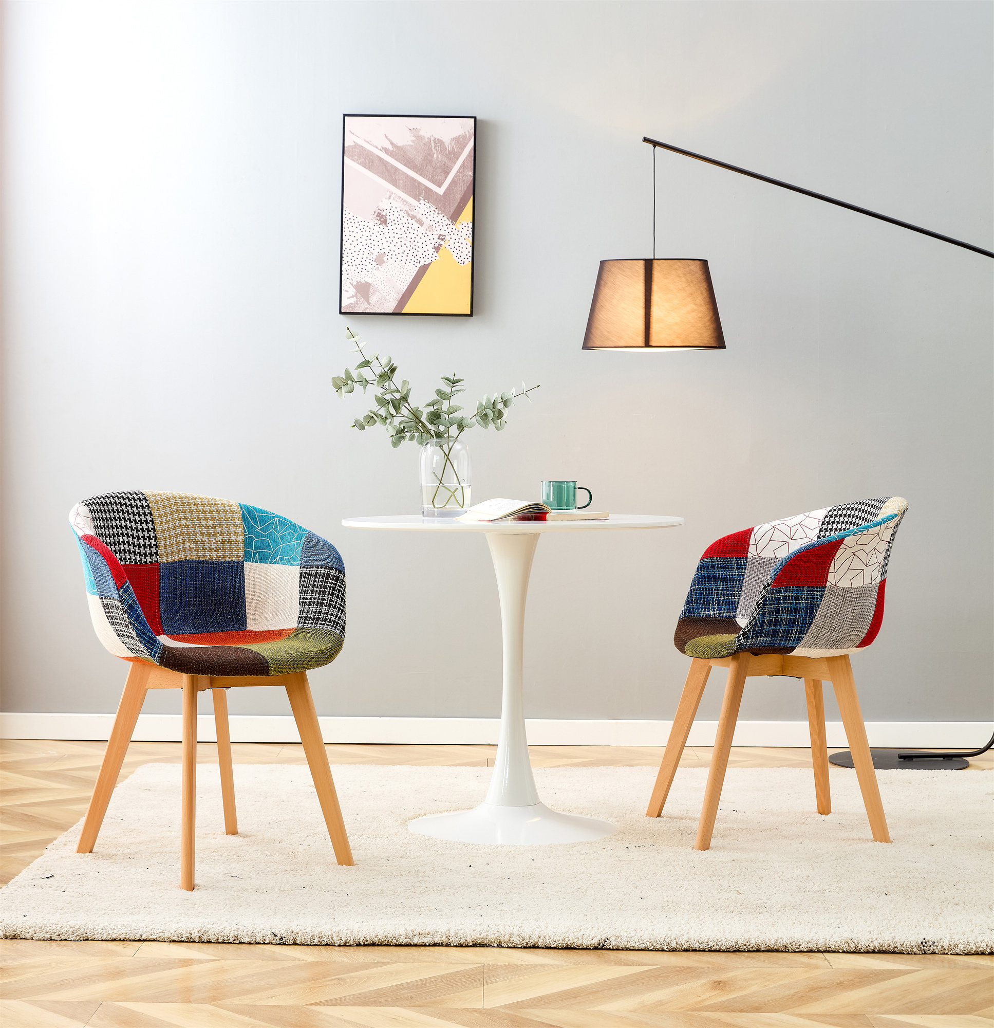 Corrigan Studio® Modern Patchwork Dining Chairs Set Of 2: Stylish High ...