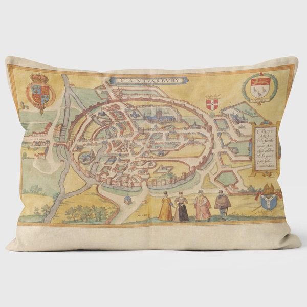 British Library Map of Canterbury 1 British Library Cushion | Wayfair.co.uk