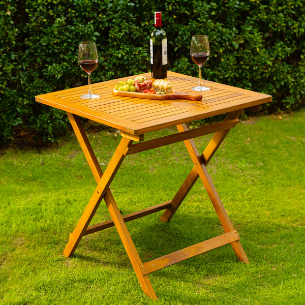 Gracie Oaks Legolas Acacia Fliptop Outdoor Bistro Table | Wayfair