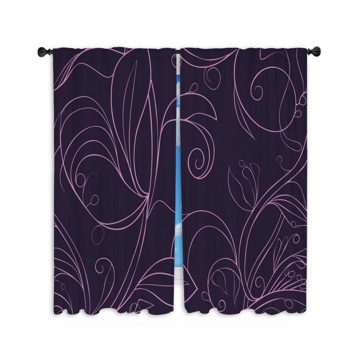 VisionDecor Floral pattern Sheer Window Curtains - 2 Panels-12338 | Wayfair