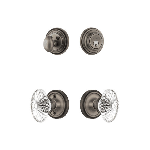 Nostalgic Warehouse Classic Rosette Entry Set with Oval Fluted Crystal ...