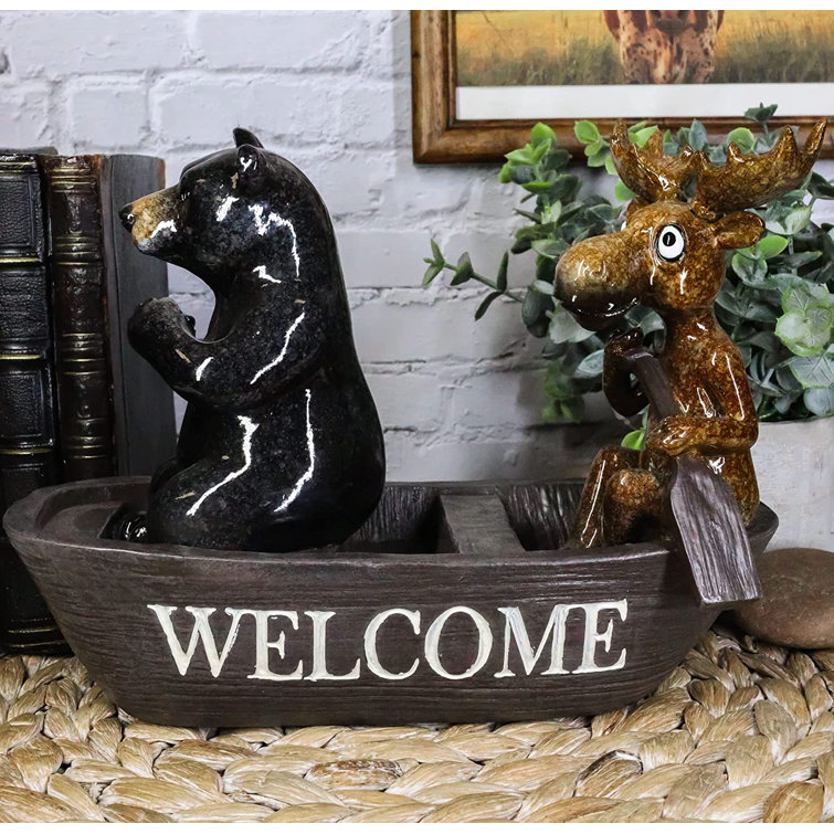 Trinx Eiladh Bear and Elk Moose Rowing Boat Canoe Down the Lazy River ...