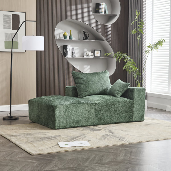 Mercer41 Chenille Deep-Seated Full Foam Couch With 2 Pillows- No ...