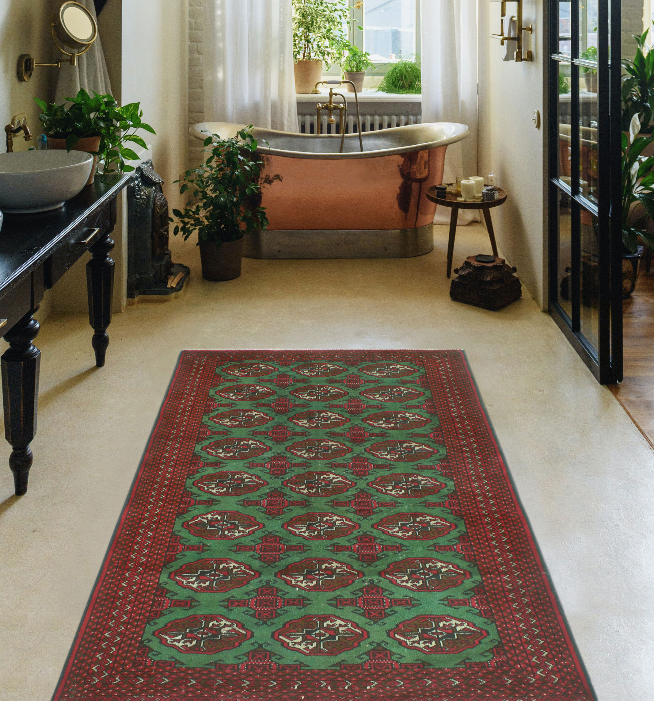 Isabelline Vintage Distressed Jayla Green Rug | Wayfair
