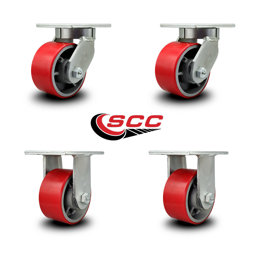 Service Caster Heavy Duty Poly on Cast Iron Wheel Caster Set 2 Swivel 2 ...