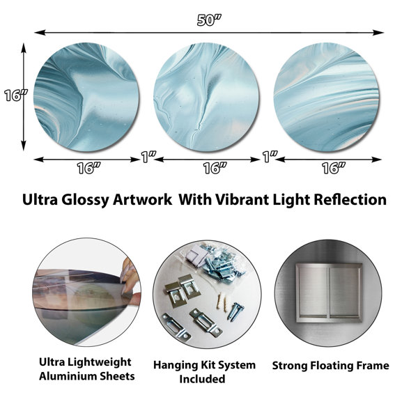 Design Art 3 Piece Water III Metal Wall Décor Set | Wayfair