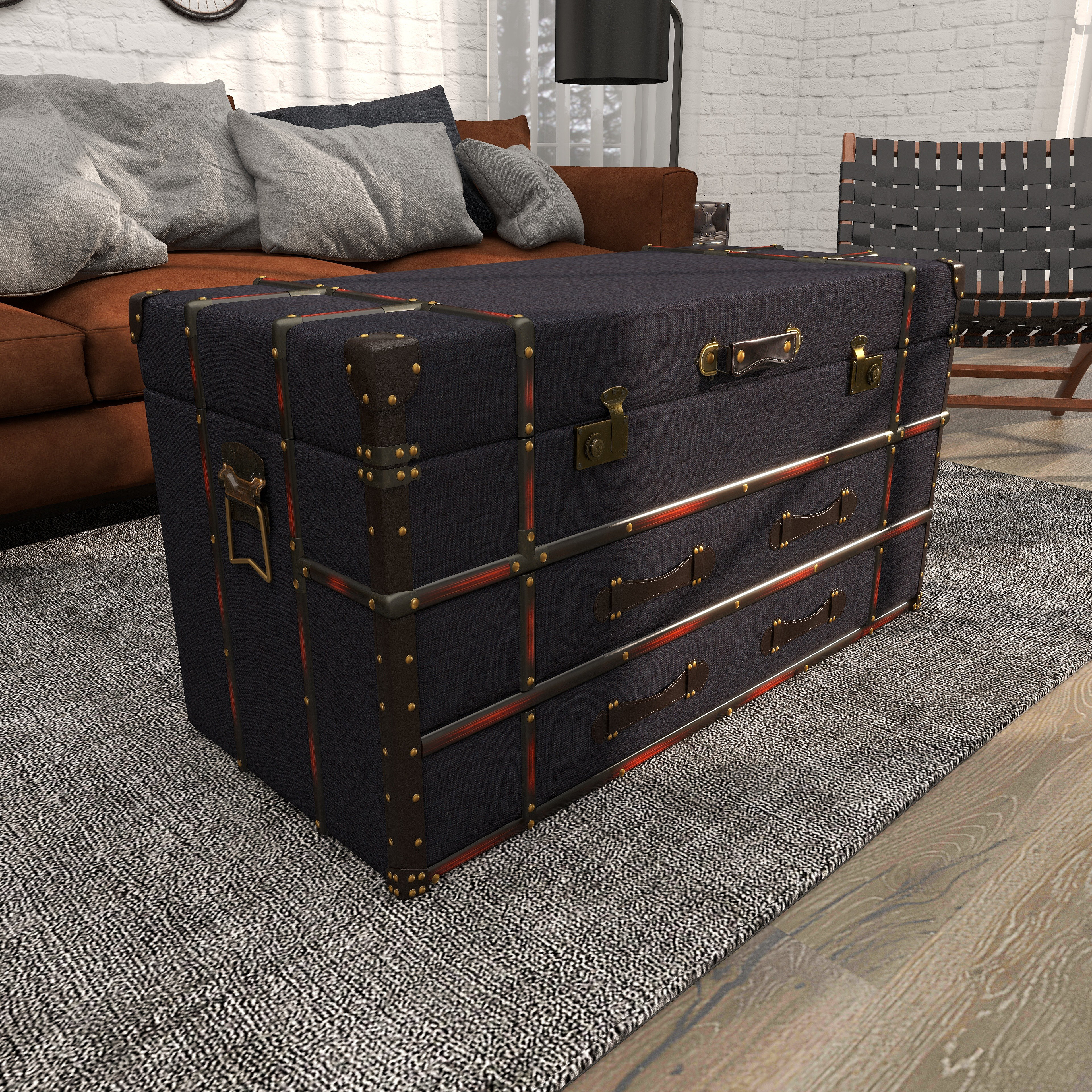 Steelside™ 2 Drawer Living Room Coffee Table with Buckle Hinged Top ...