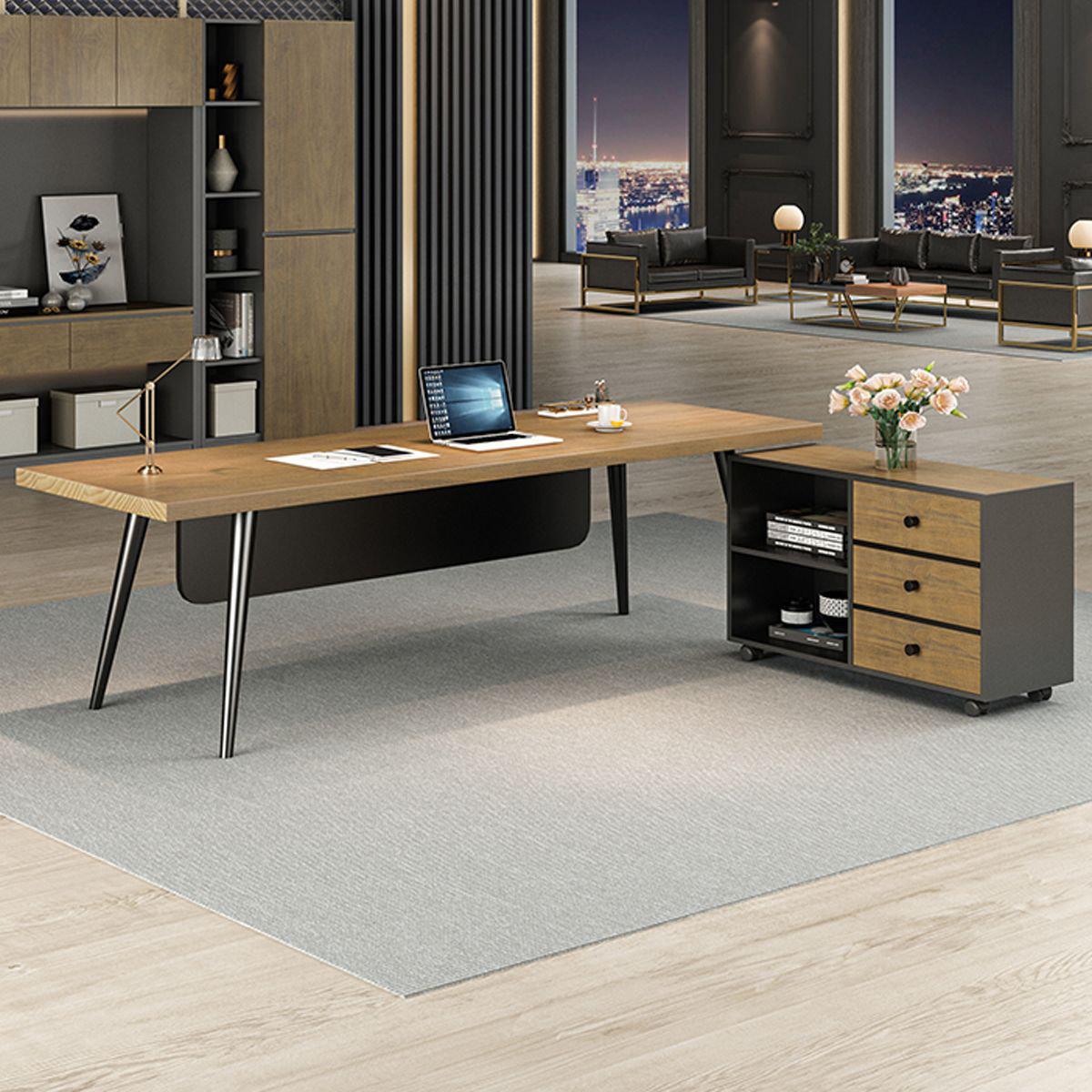 Corrigan Studio® Burlywood Rectangular Solid Wood with 3 drawers ...