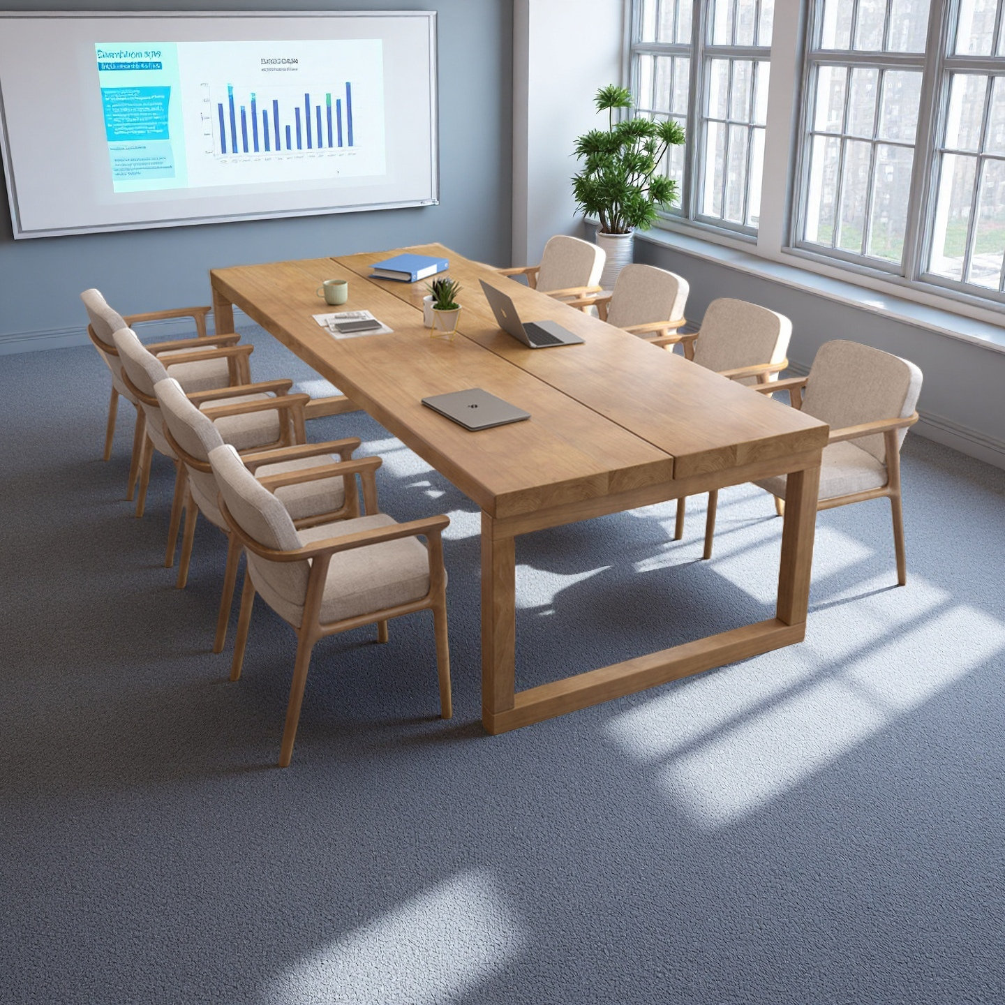 Latitude Run® Natural Pine Solid Wood Large Conference Table - Wayfair ...