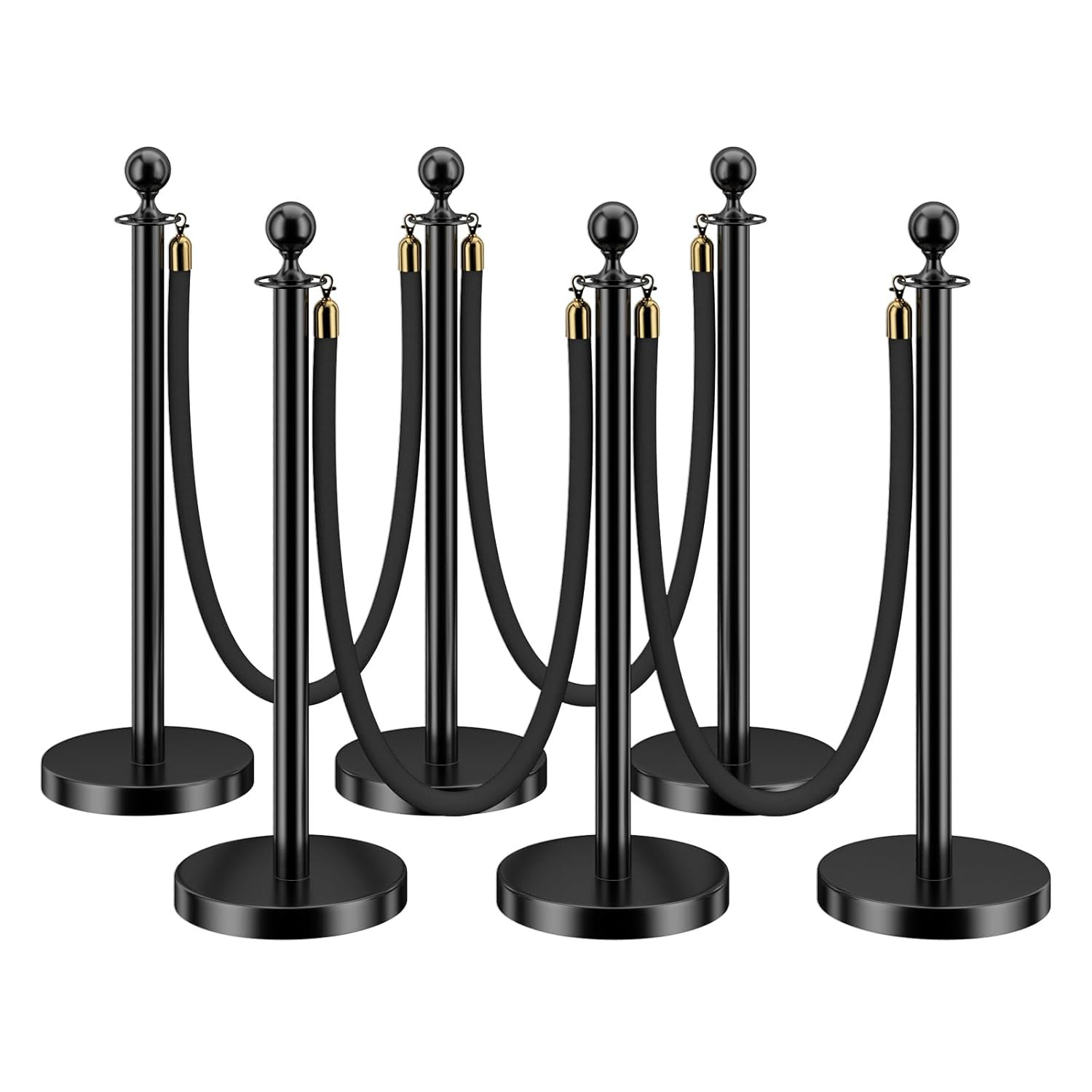 HOMEIBRO 6 Piece Strut And Velvet Rope Sturdy Base With Stainless Steel ...