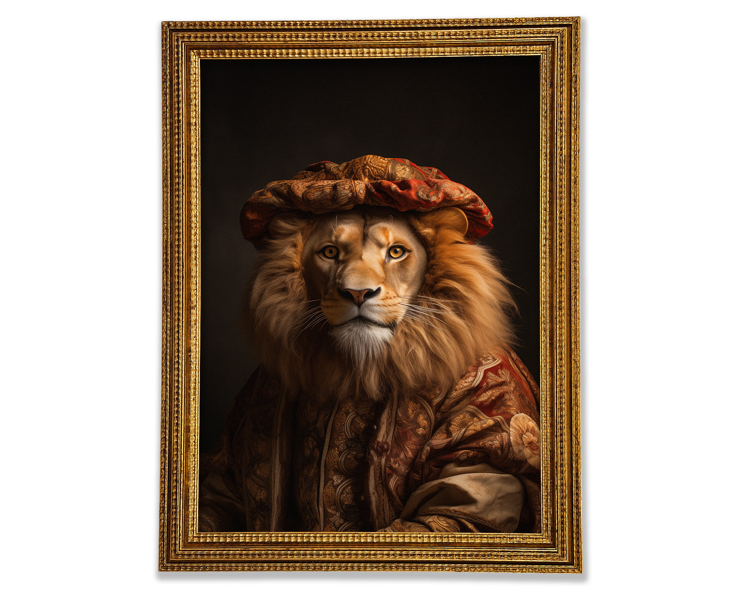 Happy Larry The Renaissance Lion Gold Leaf Framed Print | Wayfair.co.uk