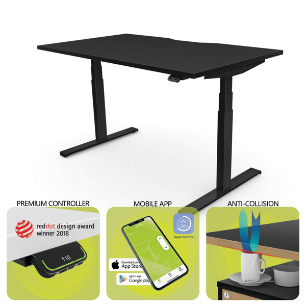 Inbox Zero Linak DF2 Standing Desk Adjustable Metal Base Standing Desk ...