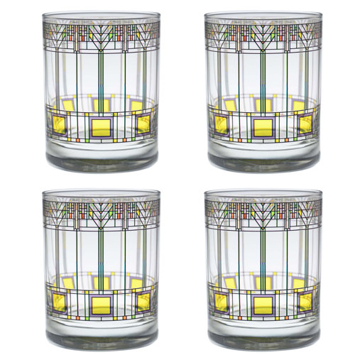 Frank Lloyd Wright 4 - Piece 14oz. Glass Whiskey Glass Glassware Set ...