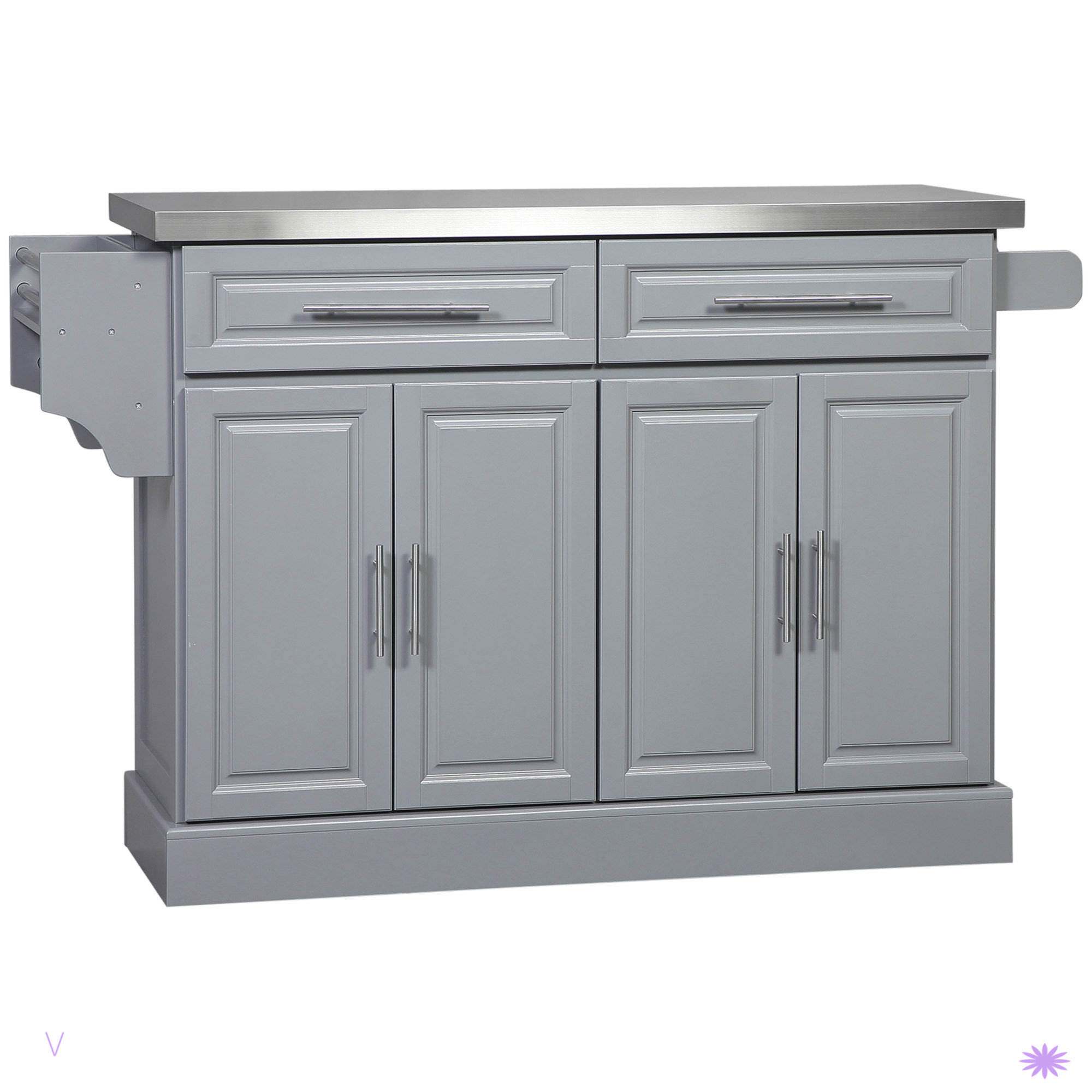 Latitude Run® Rolling Kitchen Island With Storage,Stainless Steel Top ...