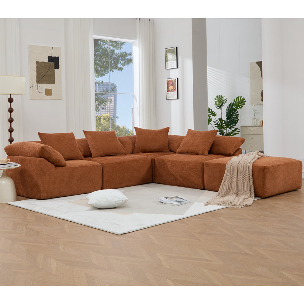 Latitude Run® 142" L Shaped Modular Sectional Sofa,No Assembly,5 Piece ...