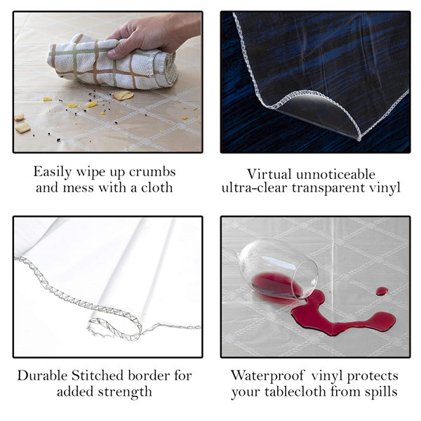 Symple Stuff Bath Spill Safe Super Protector Oblong Clear Tablecloth ...