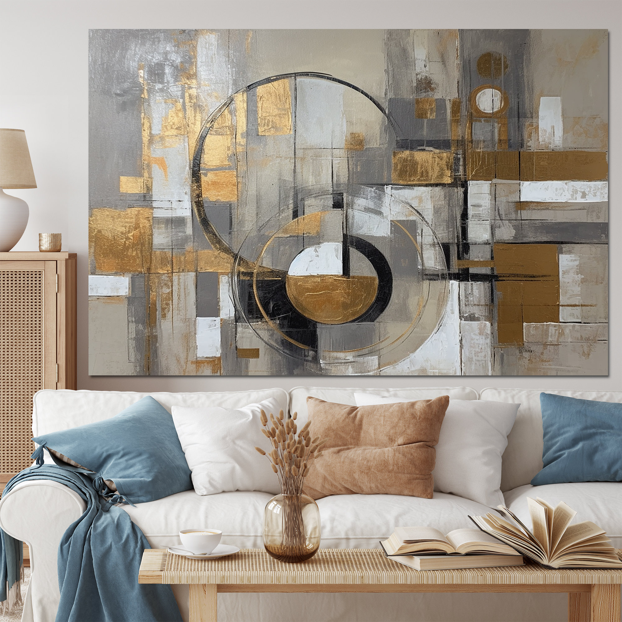 Ivy Bronx Gold And Grey Radical Simplicity I - Modern Midcentury Wall ...