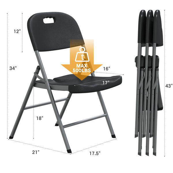 Inbox Zero Foldable Folding Chairs Plastic Outdoor/Indoor With Steel ...