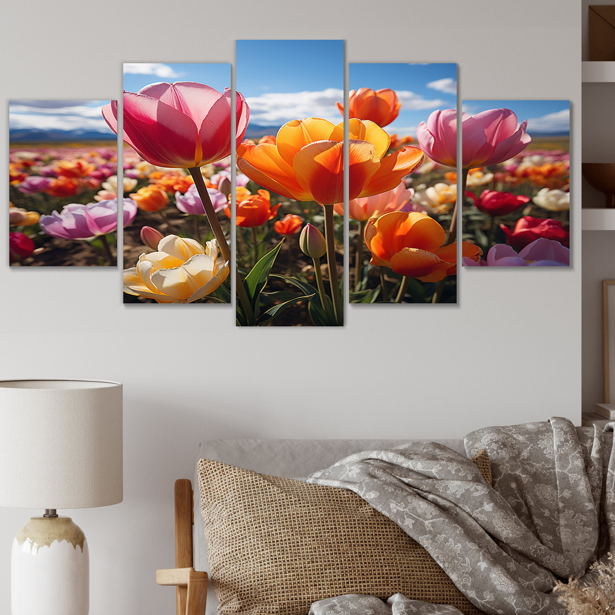 Winston Porter Tulips Fields Of Color IV - Floral Canvas Print - 5 Panels | Wayfair