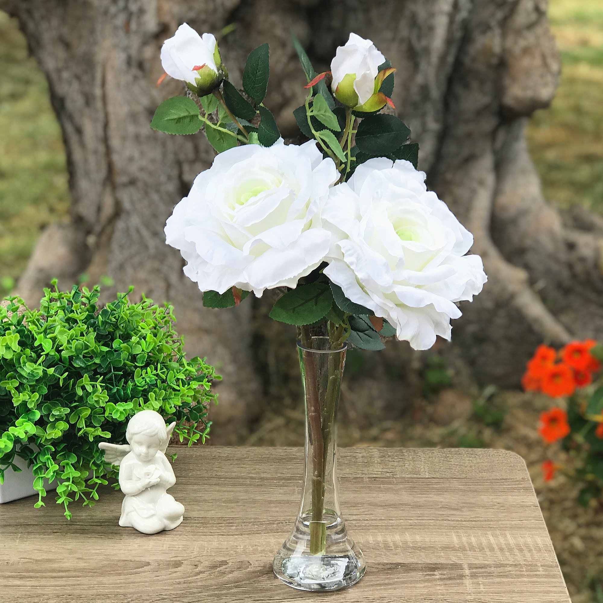 House of Hampton® Large Silk Open Roses Floral Arrangement and ...