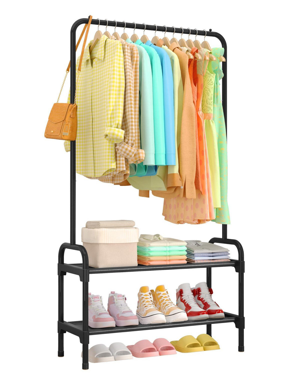 Latitude Run® Clothes Rack,Multi-Functional Clothing And Shoe Rack With ...