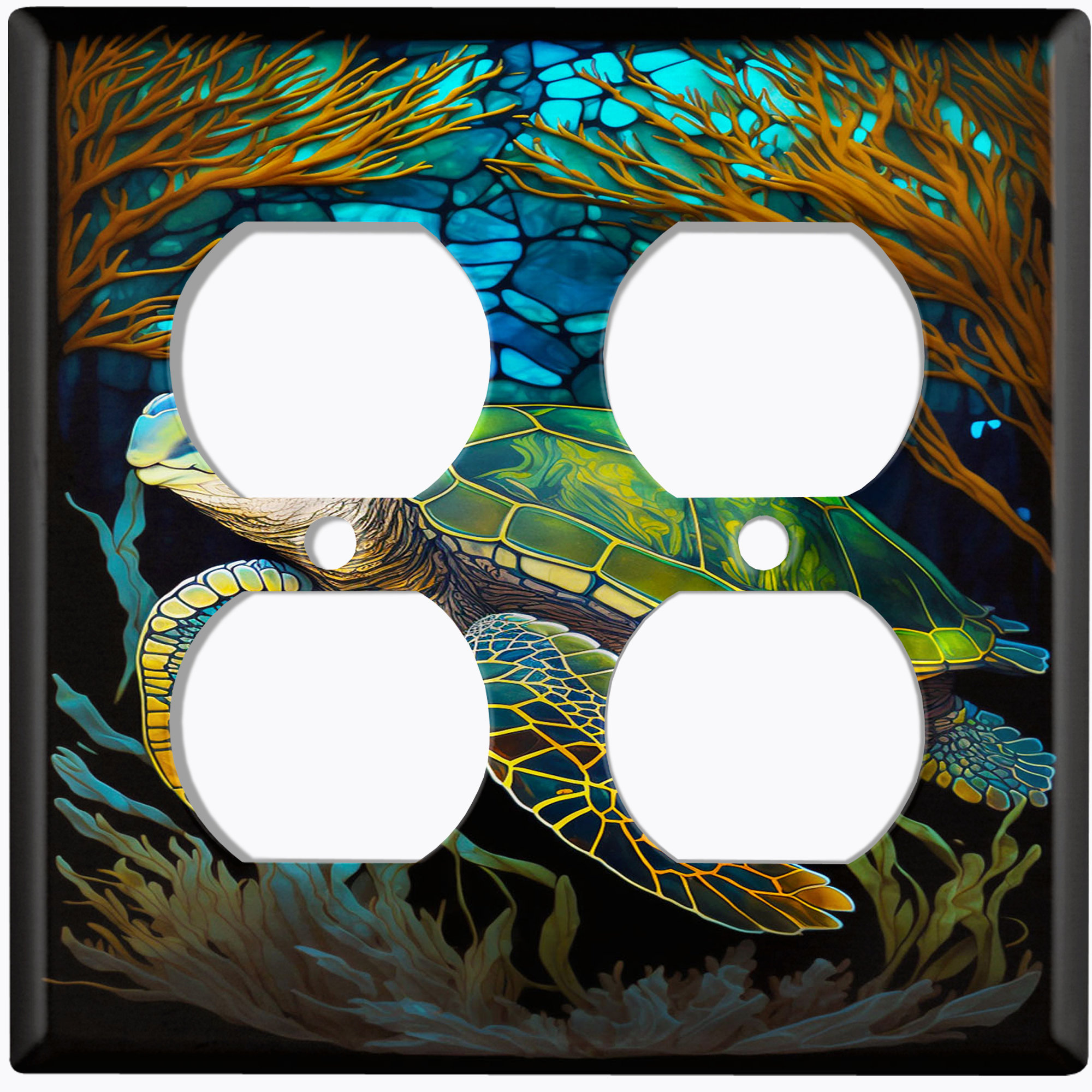 WorldAcc Cute Turtle Ocean 2-Gang Duplex Outlet Wall Plate | Wayfair
