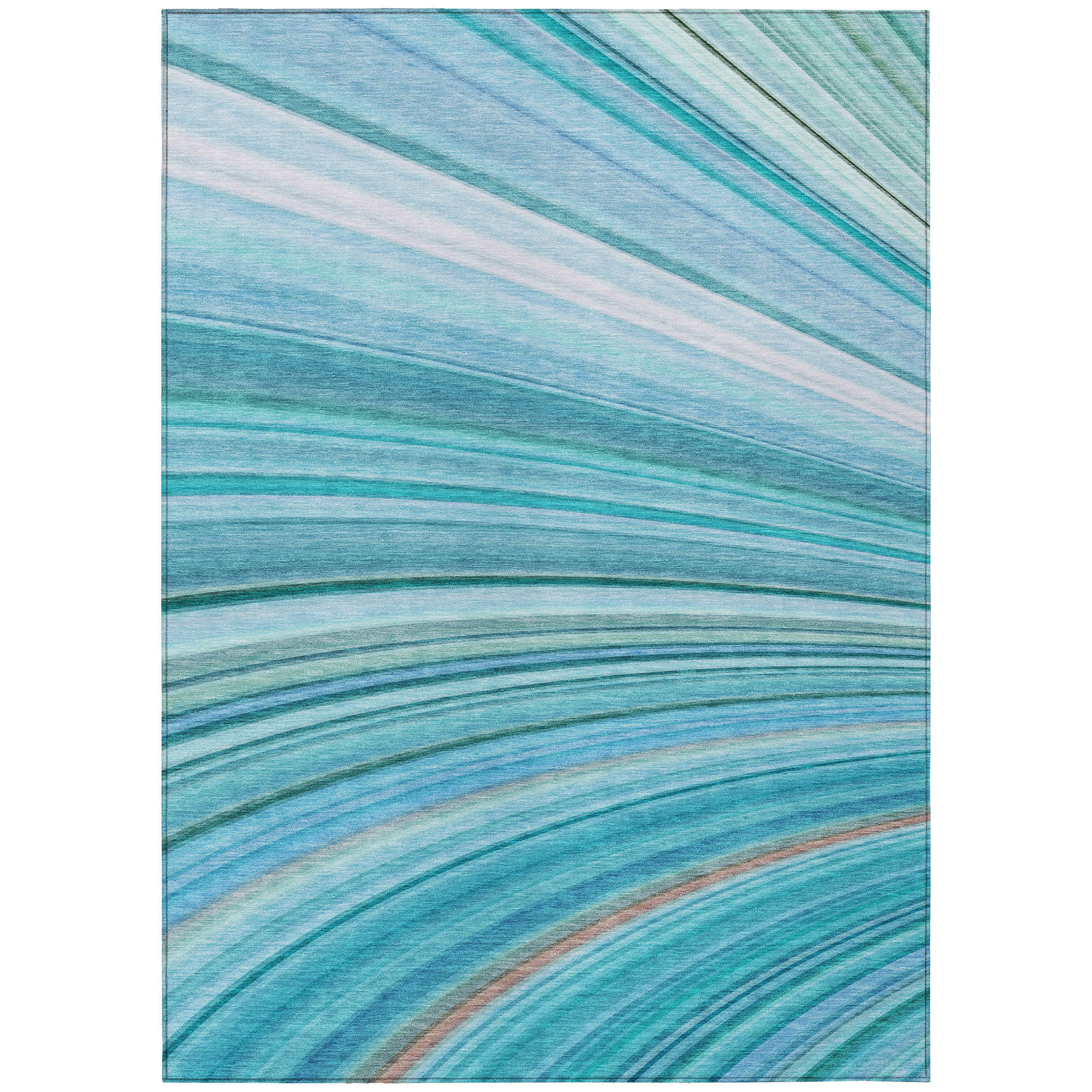 HomeRoots 9' X 12' Teal Blue Aqua And Blue Abstract Washable Indoor ...