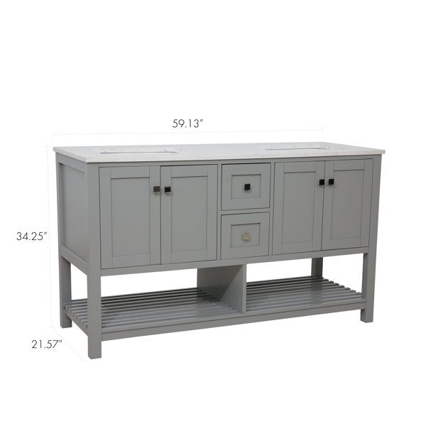 Winston Porter Akaysha 64" double Sinks Vanity with Motion-Activated ...