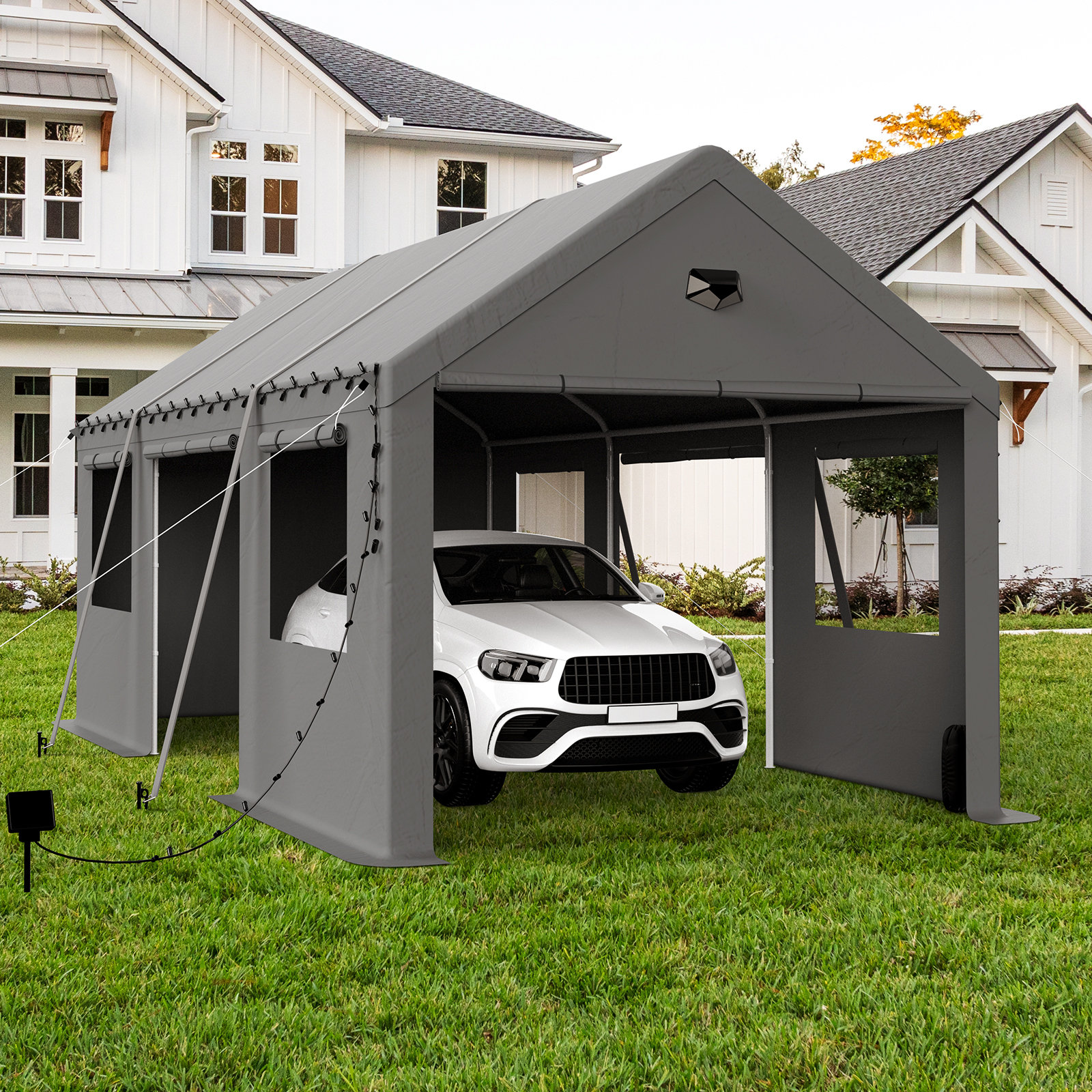 Velvet Wood Corner 10X20Ft Carport Portable Garage Storage Shed Canopy ...