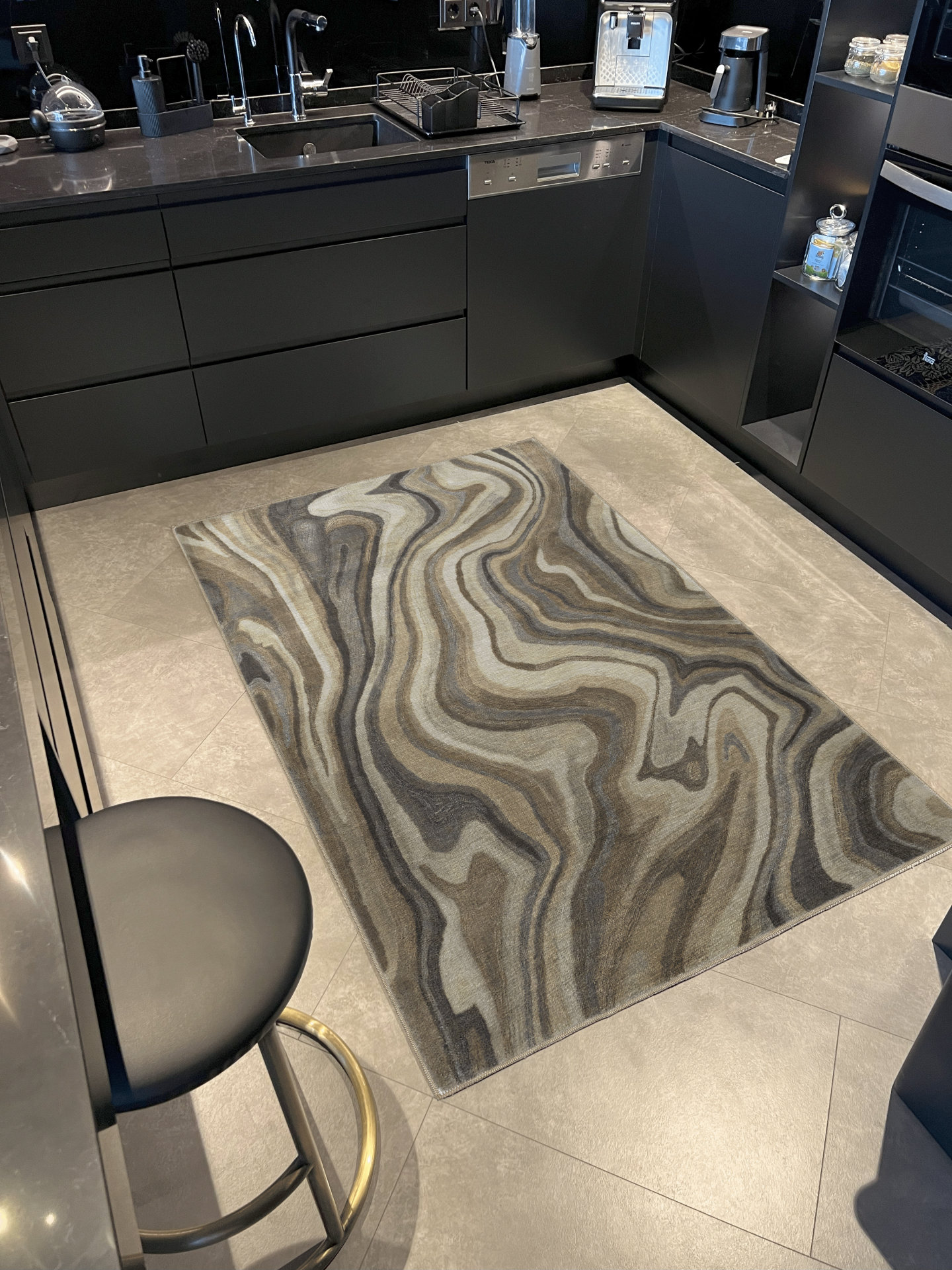 Orren Ellis Mira Brown-Gray Themed Abstract Wavy Spiral Patterned ...