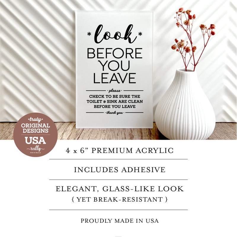 Reilly Originals Please Be Sure Toilet & Sink Are Clean Before You ...